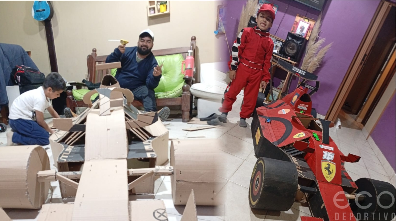LE CONSTRUYÓ UN FERRARI DE CARTÓN A SU HIJO FAN DE LA F1 - EcoDeportivo